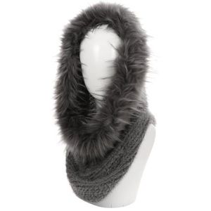 Accessories | Chunky Faux Fur Trimmed Knit Infinity Scarf | Poshmark